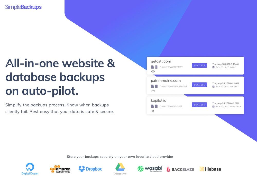 Automated server & database backups to Filebase with SimpleBackups